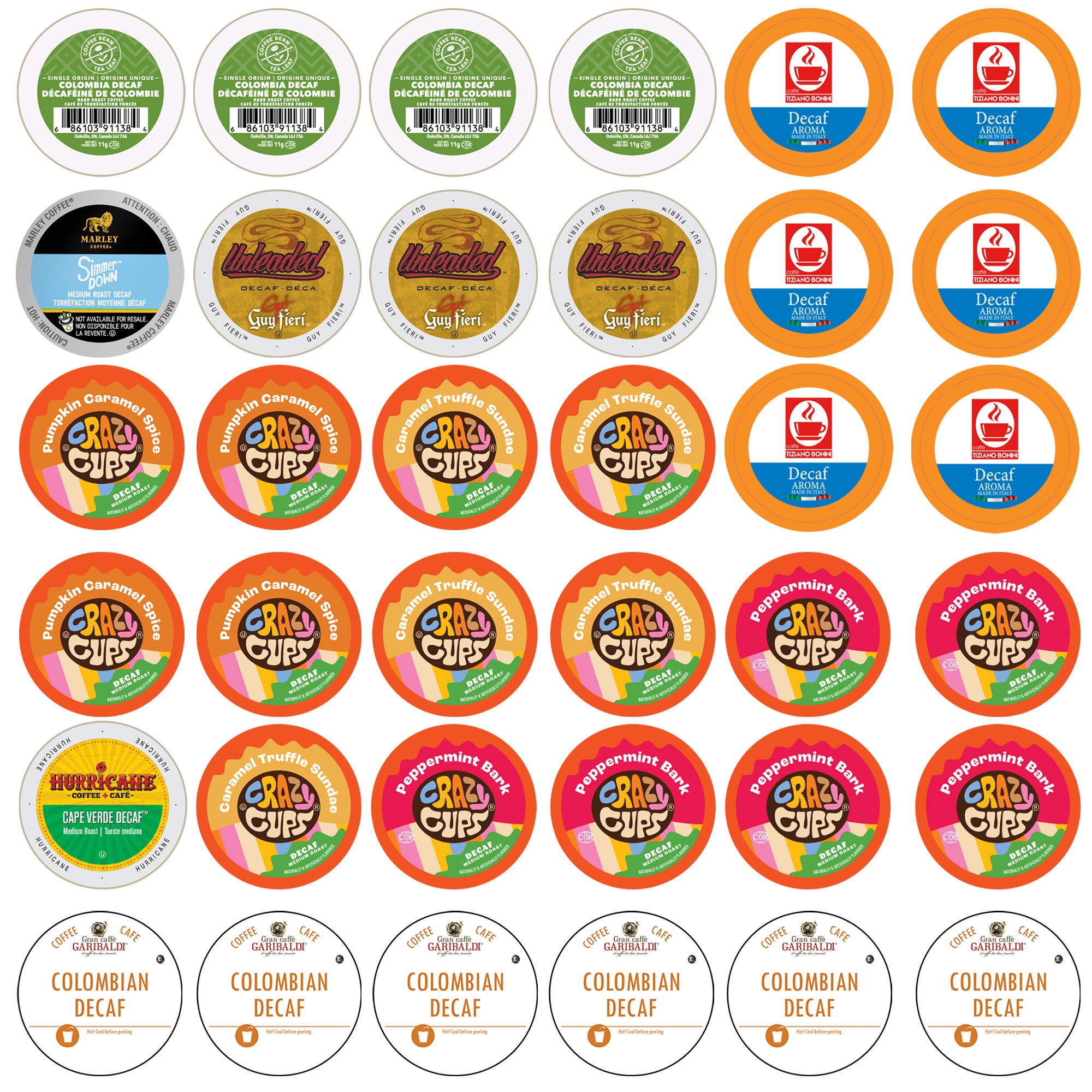 Decaf Coffee Pods Flavored & Regular Sampler – Crazy Cups